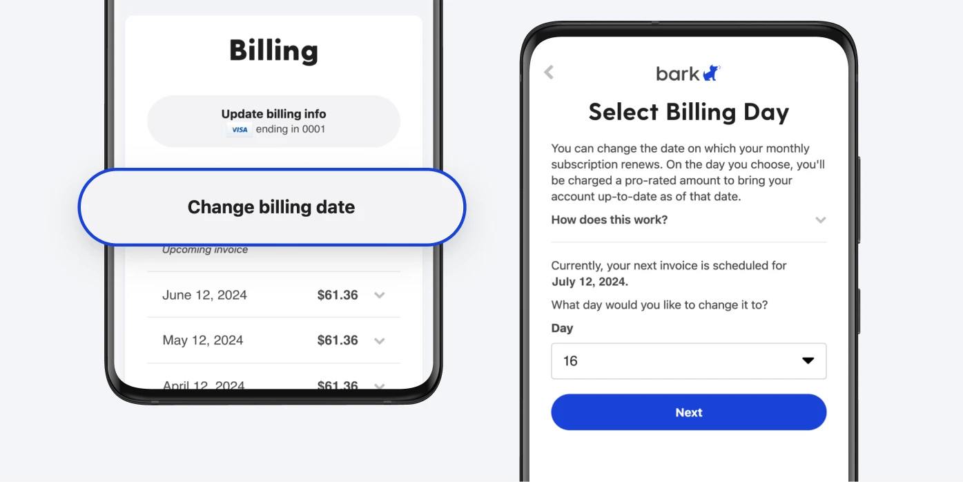 Adjustable Billing Dates | Bark